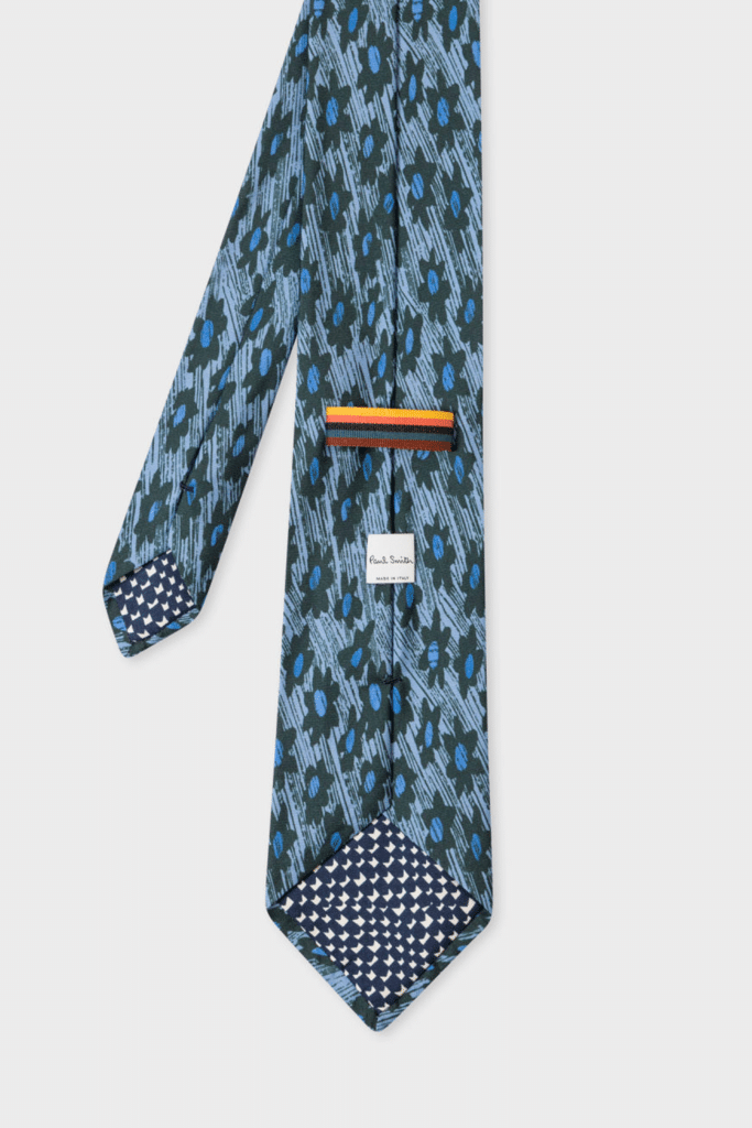 Cravate "Big Flower" Soie Bleue - Boutique Jean Gaillard